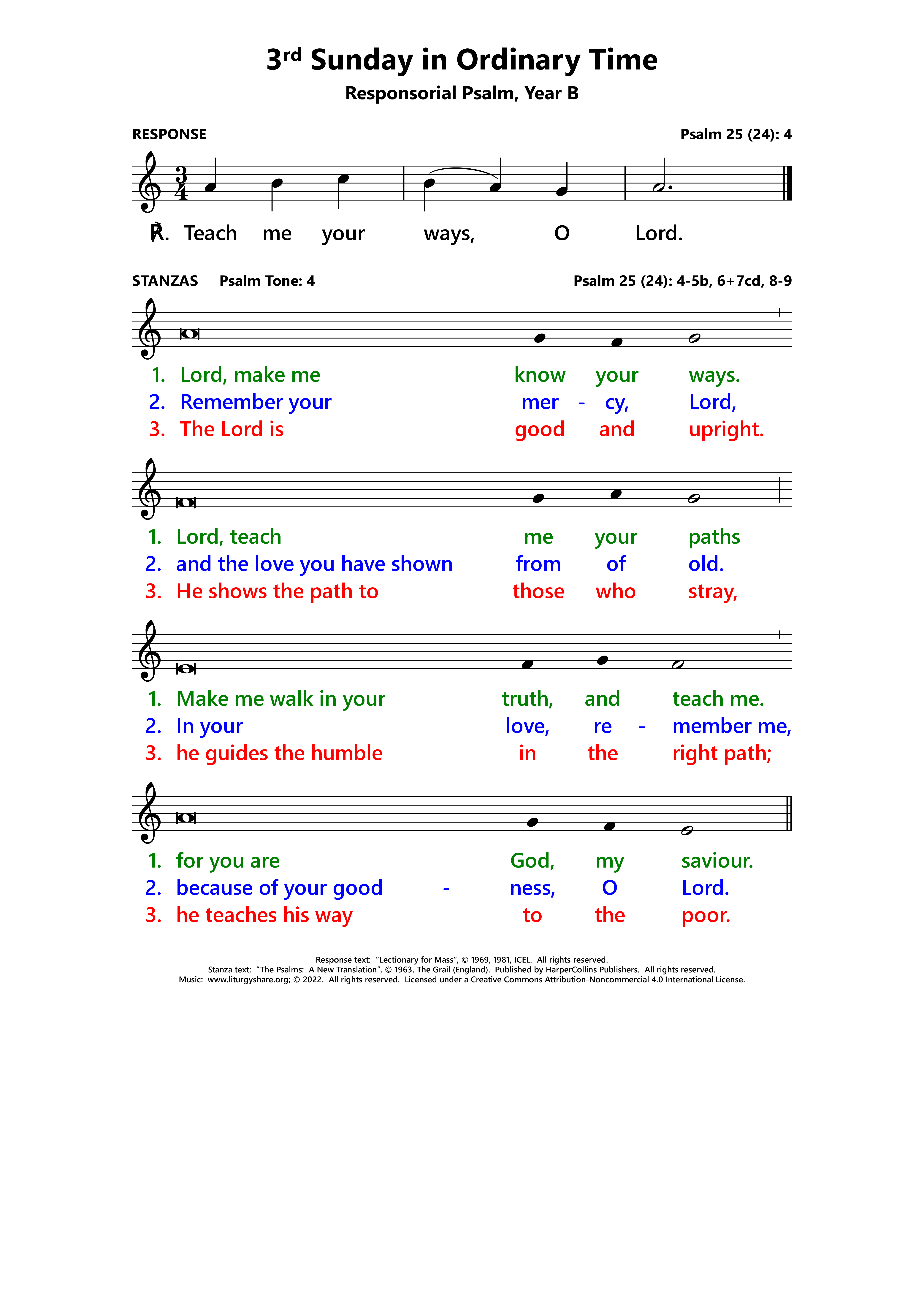 LiturgyShare: 3rd Sunday in Ordinary Time: Responsorial Psalm, Year B